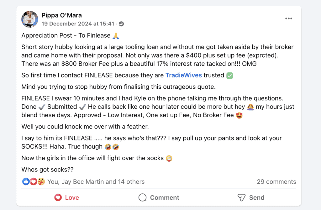 Tradie Wives™ Finance that moves your business | Finlease